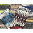 Amazon.com: MEXIMART Yoga Blanket Hand Woven Authentic Mexican Falsa in ...