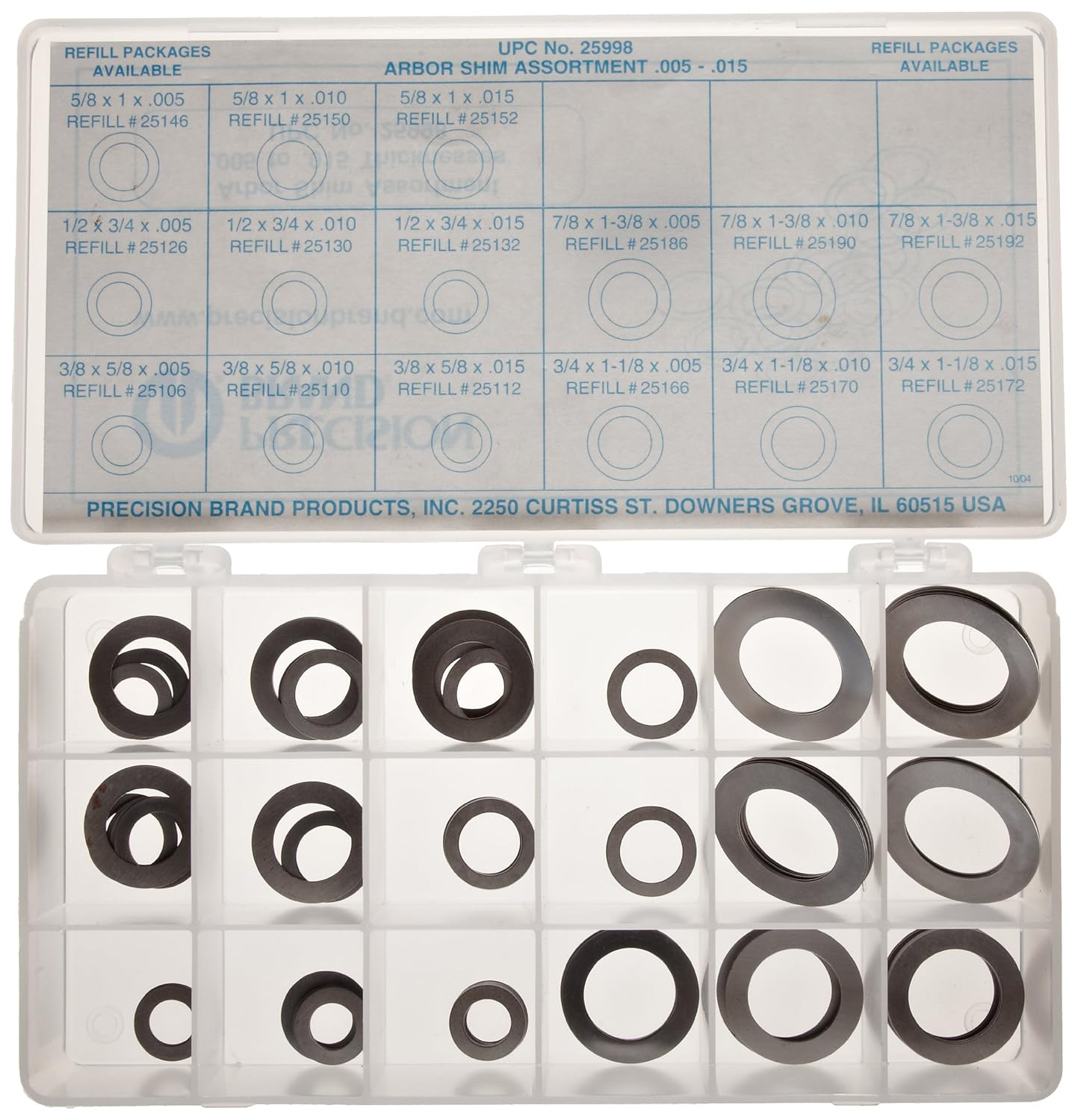 Amazon.com: Steel Arbor Shim Assortment Kit, Matte, Full Hard, AISI ...