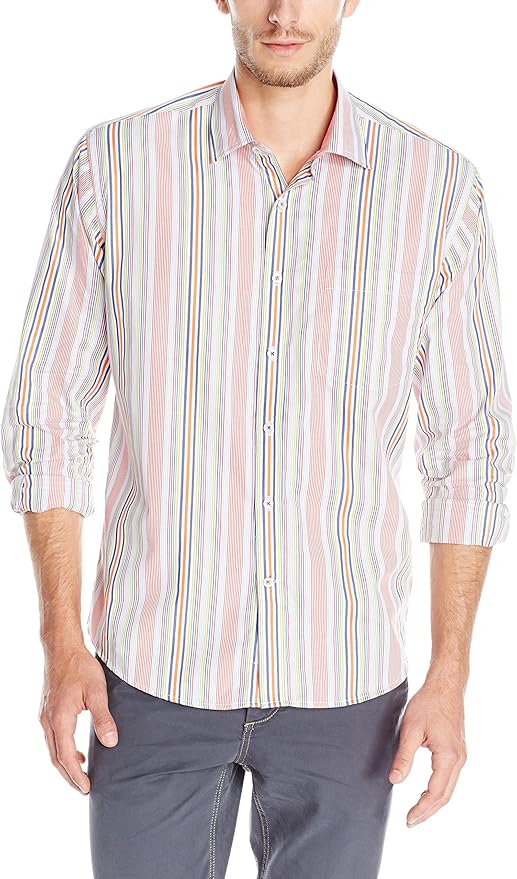Alex Cannon Men's Long Sleeve Festival Stripe Shirt - red - Large ...