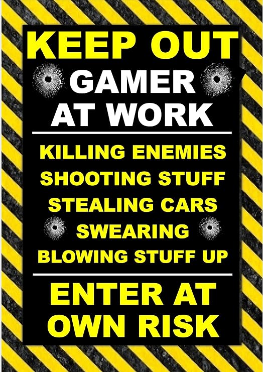 GAMER GAMING POSTER / PRINT. KEEP OUT GAMER AT WORK.... XBOX ...