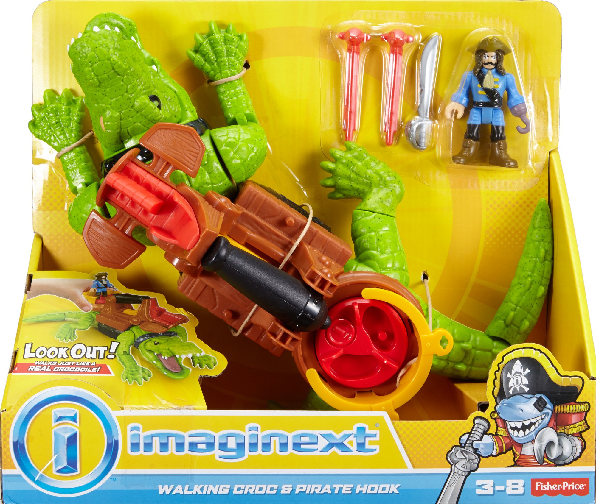 Imaginext Preschool Toys Walking Croc & Pirate Hook 5-Piece Playset ...