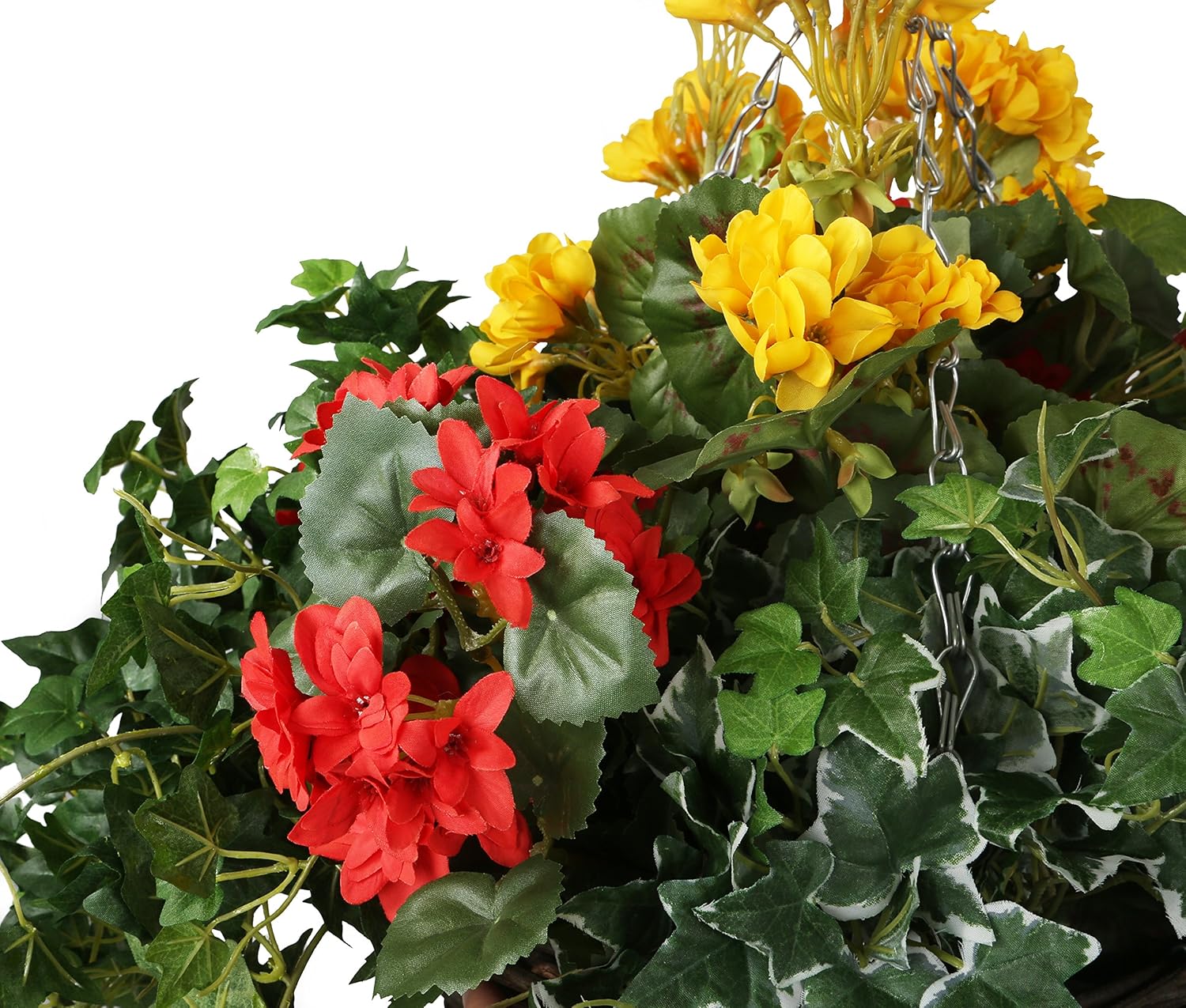 Closer2Nature Artificial Red Begonia and Yellow Geranium Display in a ...