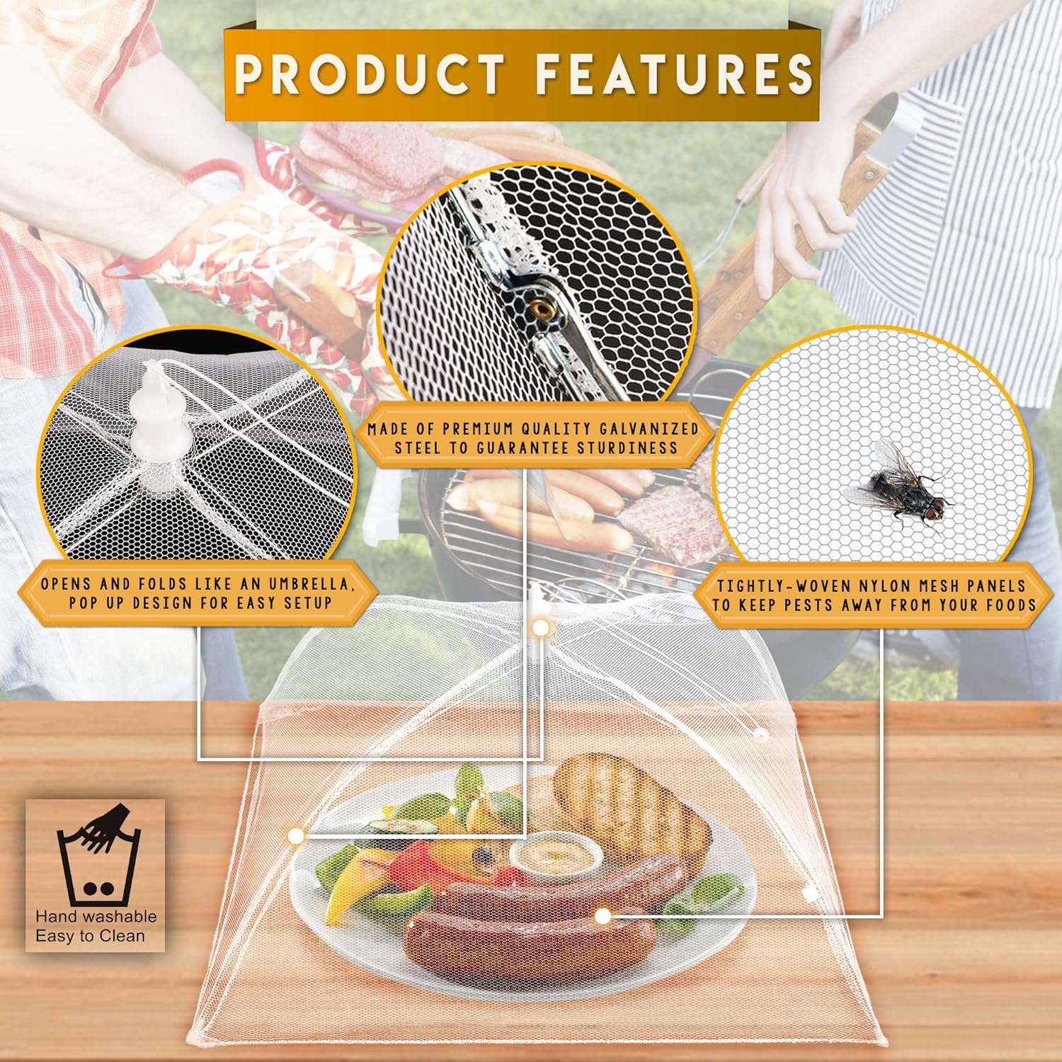 5 x Collapsible Food Covers Nets Mesh Insect Fly Protector Kitchen ...