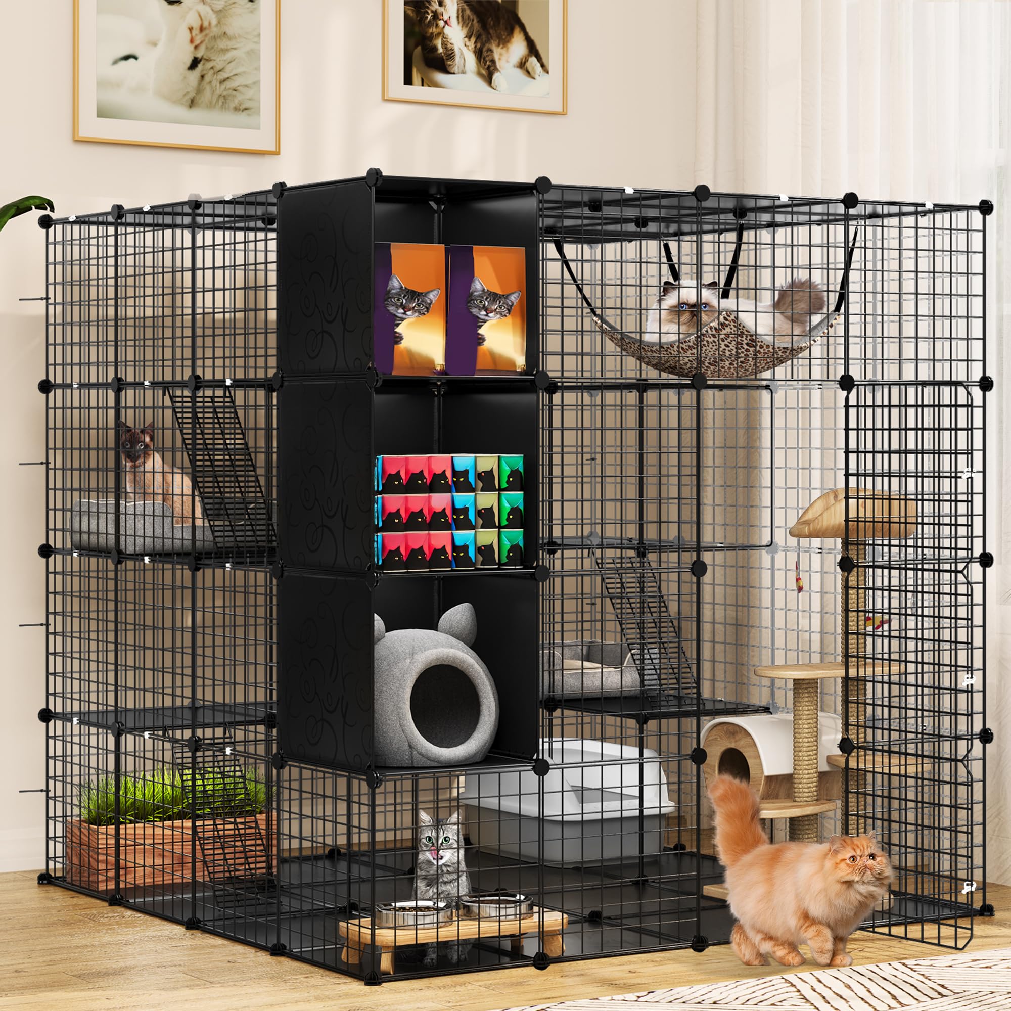 YITAHOME Large Cat Cage with Storage Cube DIY Indoor Catio Cats ...