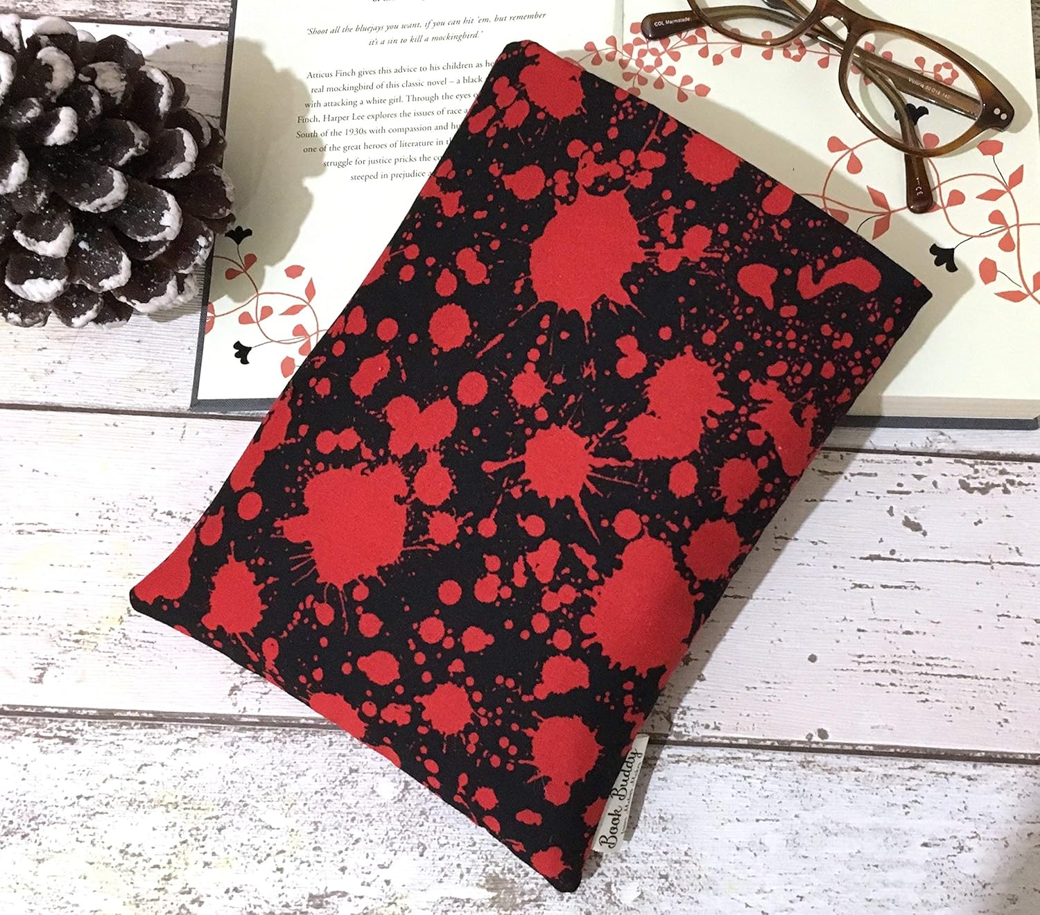 Blood Splatter Book Buddy - Custom Size Padded Novel Pouch, Horror Book ...