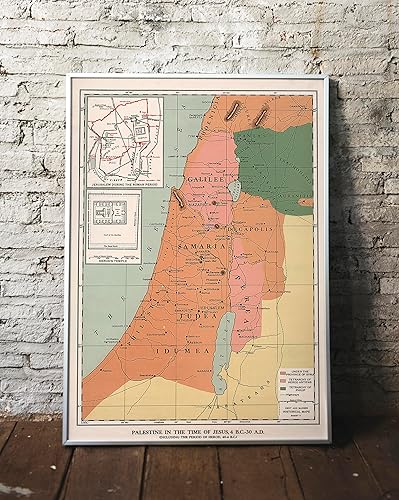 1912 Map - Palestine in the time of Jesus, 4 BC - 30 AD - Israel Holy ...