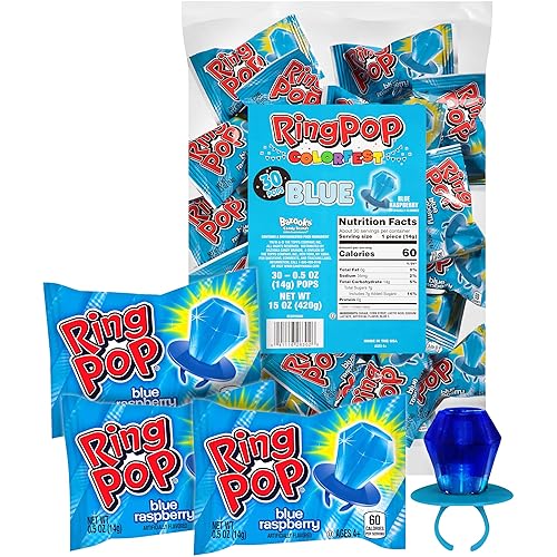 Ring Pop Individually Wrapped Blue Candy 30 Count Bulk Lollipop Pack ...