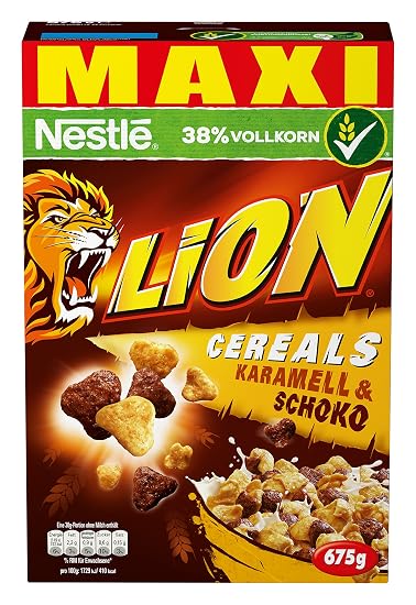 Nestlé Lion Cereals | Schoko Müsli mit Karamell | 38% vitales Vollkorn ...