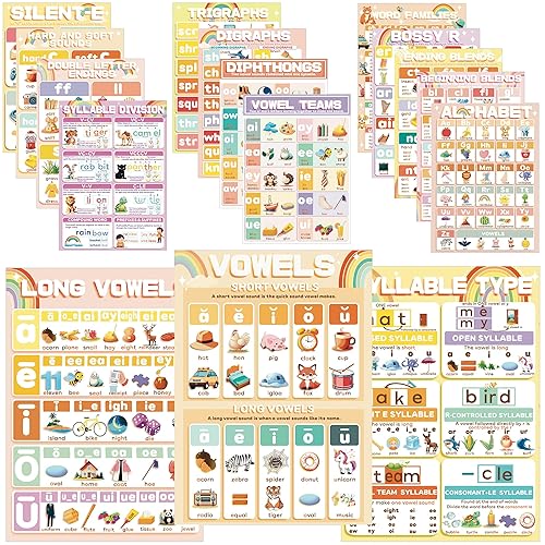 YIYDONG 16 Phonics Posters for Classroom - Learning Posters for Sound ...