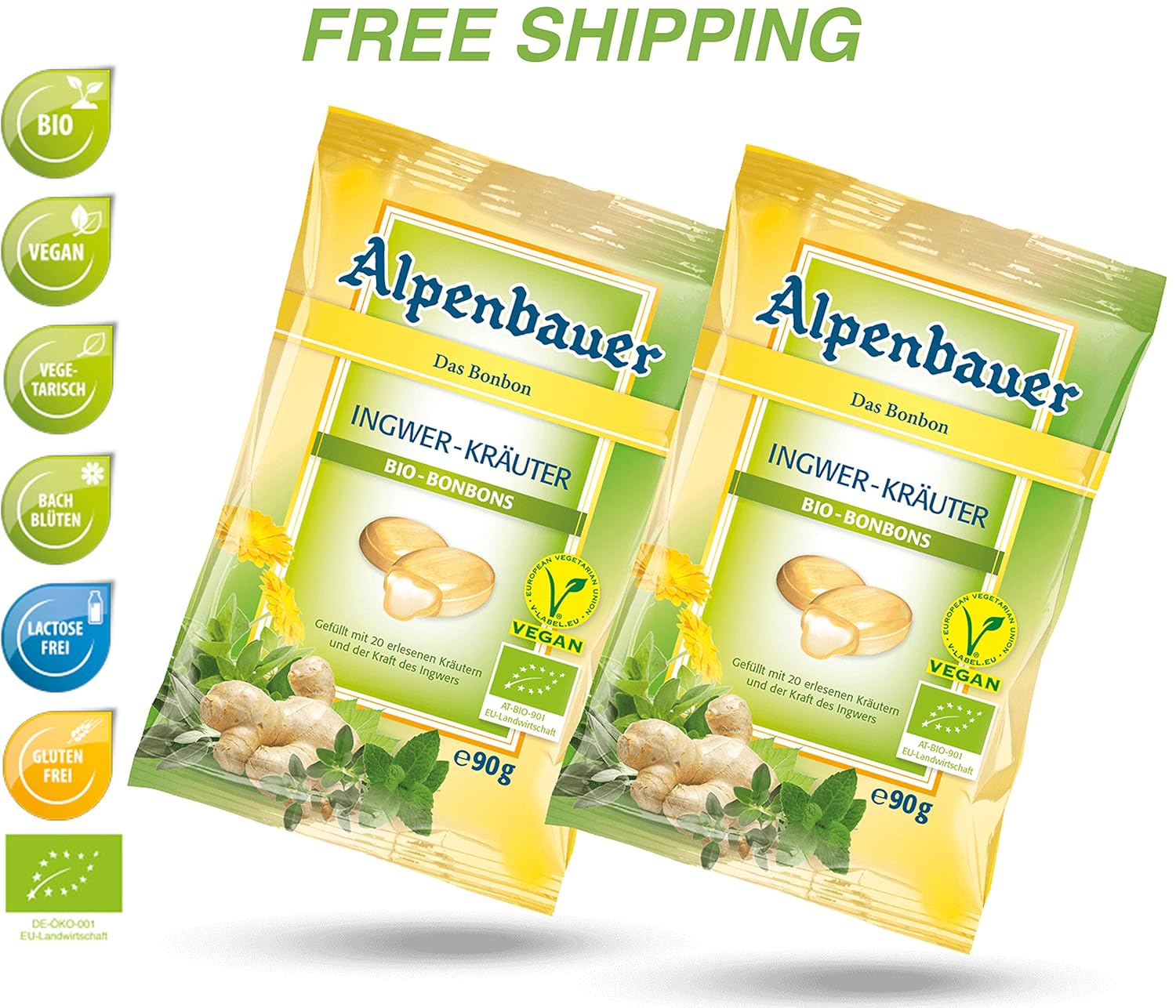 Amazon.com : Organic Ginger-Herbs Candies - German herbal Candies 2 x ...