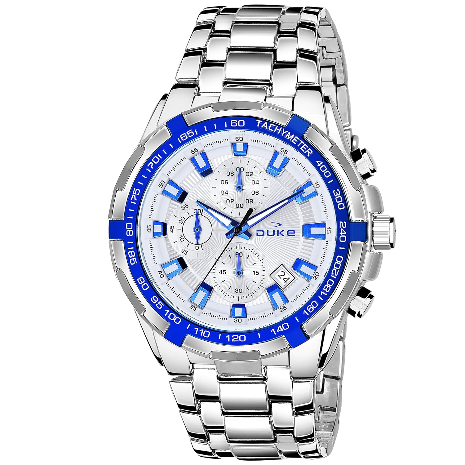 Buy DUKE Chronograph Men's Watch (Silver Dial Silver Colored Strap) at ...