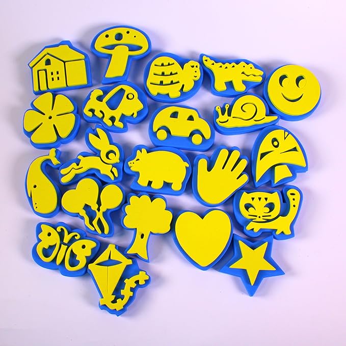 Painting Sponge Shapes Stampers Easy Hold for Kids Art Set of 24 Craft ...