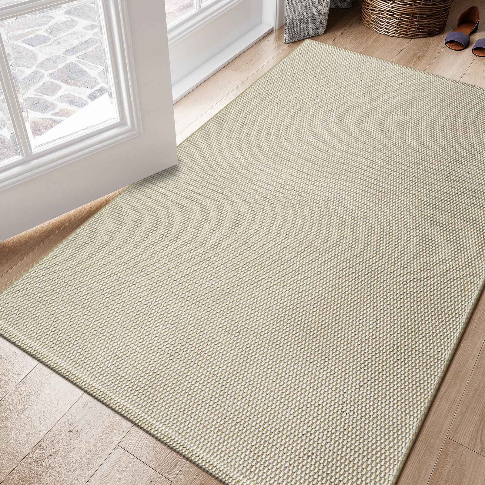 LIVEBOX 3x5 Soft Front Door Rug Hand Woven Jute Cotton Natural Rug ...