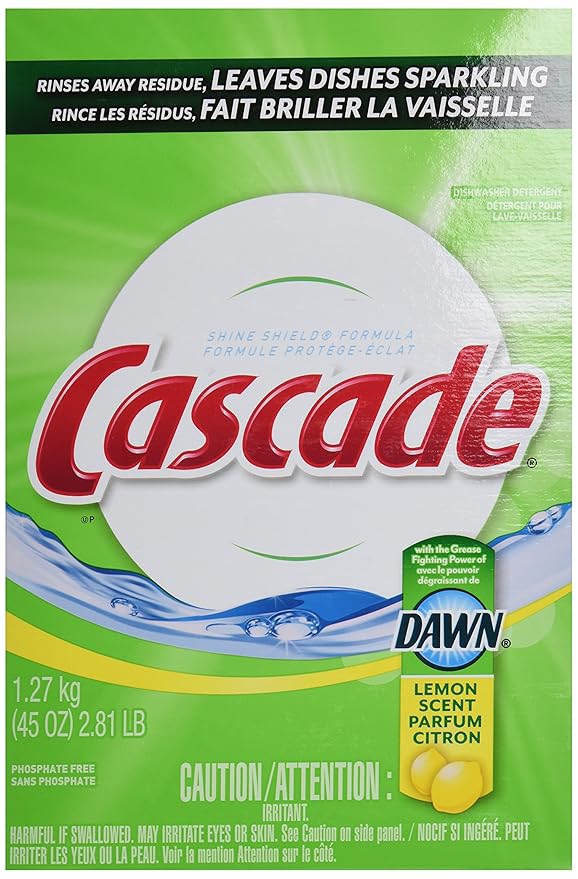 Amazon.com : Cascade Powder Dishwasher Detergent Lemon Scent, 45 Oz ...