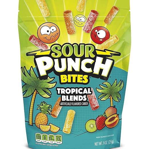 Amazon.com : Sour Punch Bites, Tropical Fruit Flavors, Soft & Chewy ...