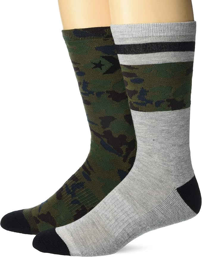 Converse Men's Crew Socks, 2 Pack, Camo Olive Pair, 6-12 at Amazon Men ...