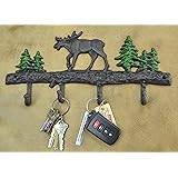 Amazon.com: Cast Iron Moose Wall Key Rack Holder 4 Hooks Coat Hook Home ...