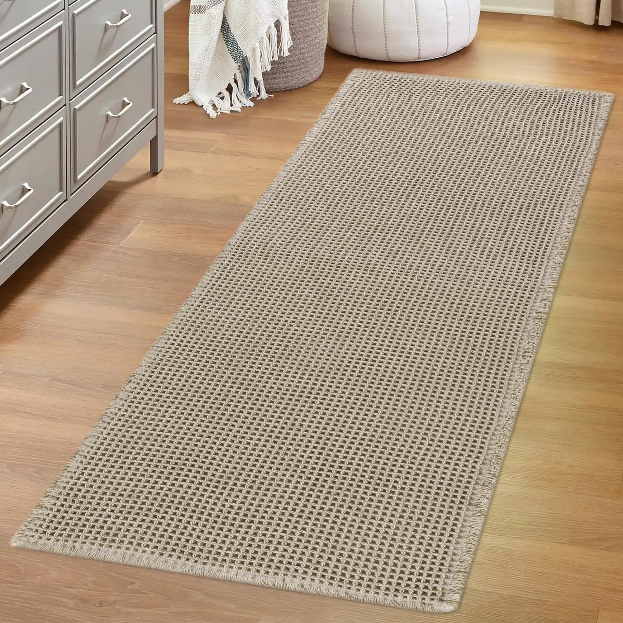 MABOZOO Waffle Bathroom Rug, Super Absorbent Bathroom Boho Bath Mat ...