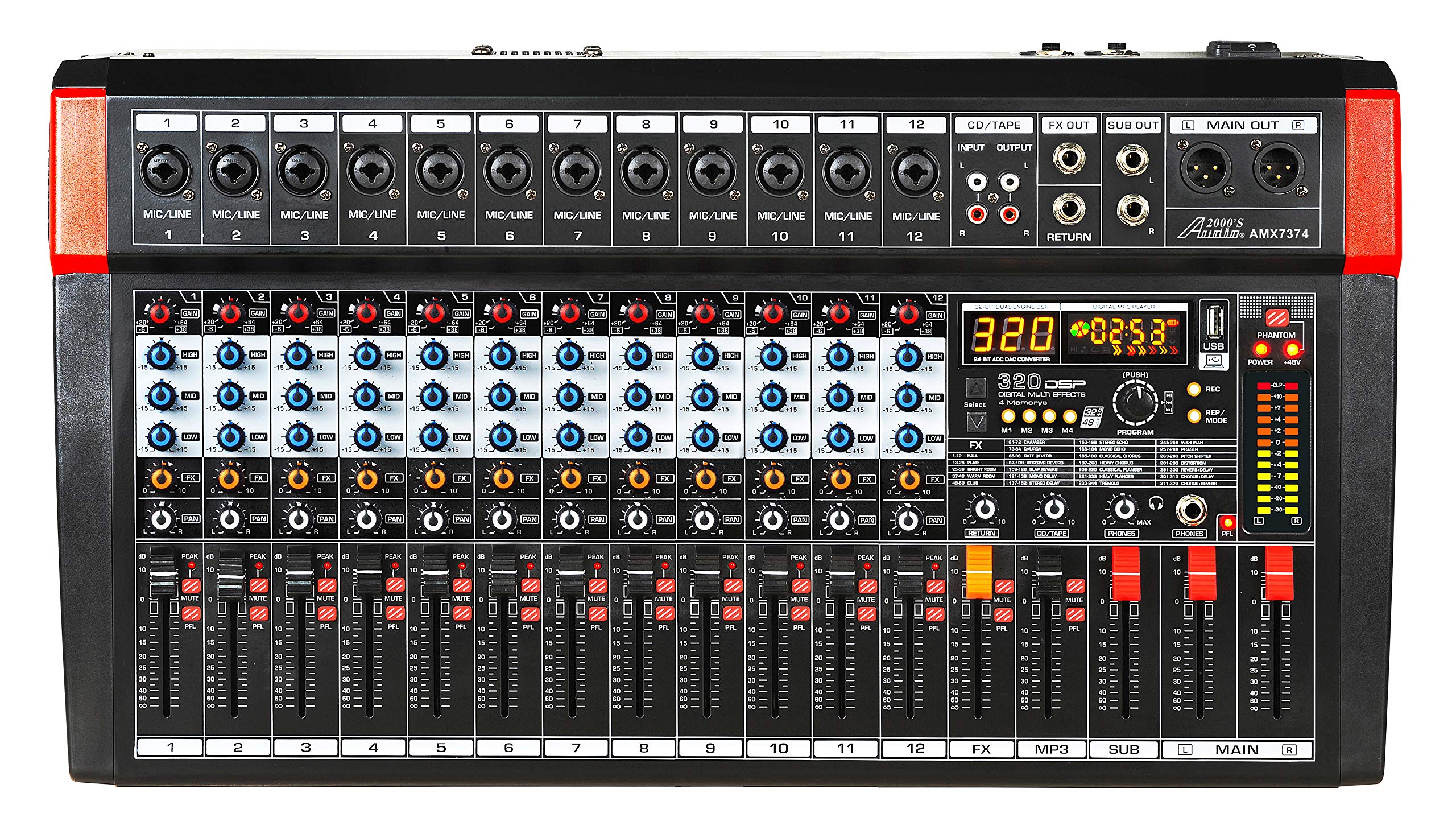 Mua Audio2000'S AMX7374 12-Channel Audio Mixer with 320 DSP Sound ...