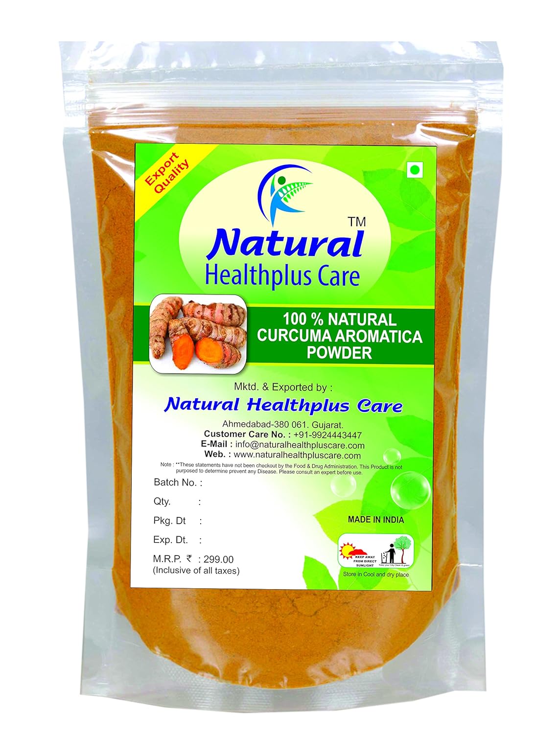 Buy Natural Curcuma Aromatica Powder by Natural Healthplus Care(227g ...