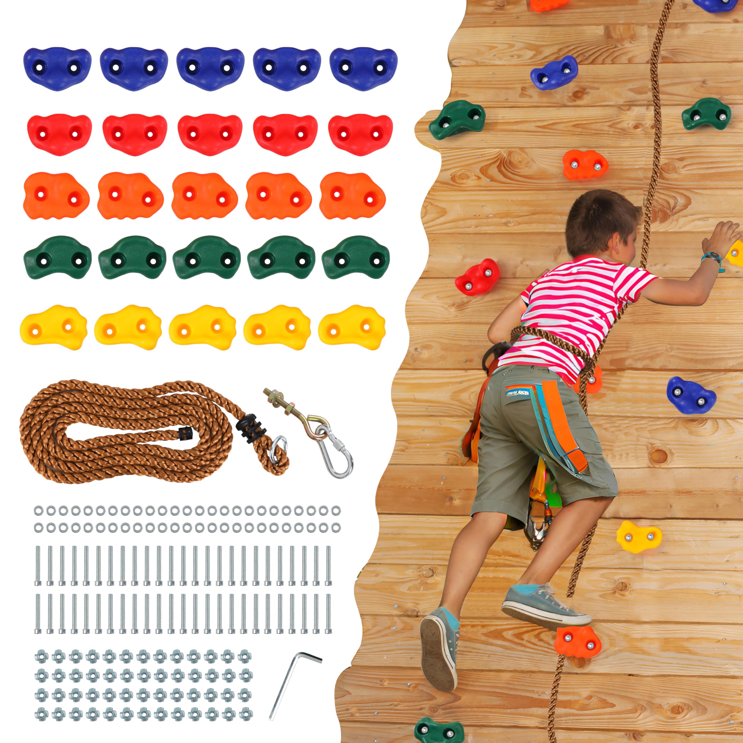 FRUITEAM 25 Rock Climbing Wall Holds for Kids Adults,Indoor and Outdoor ...