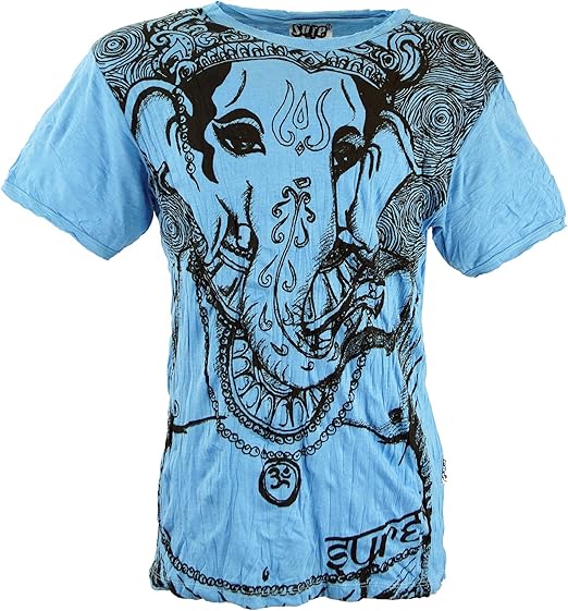 Guru-Shop, Sure T-Shirt Ganesh, Light Blue, Cotton, Size:L, Printed T ...