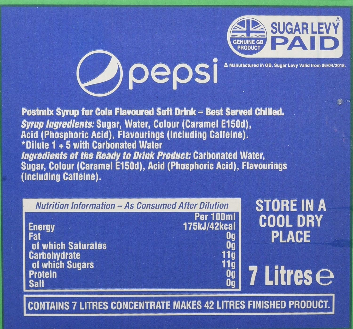 Pepsi Regular Post Mix BIB, 7 Litres: Amazon.co.uk: Grocery