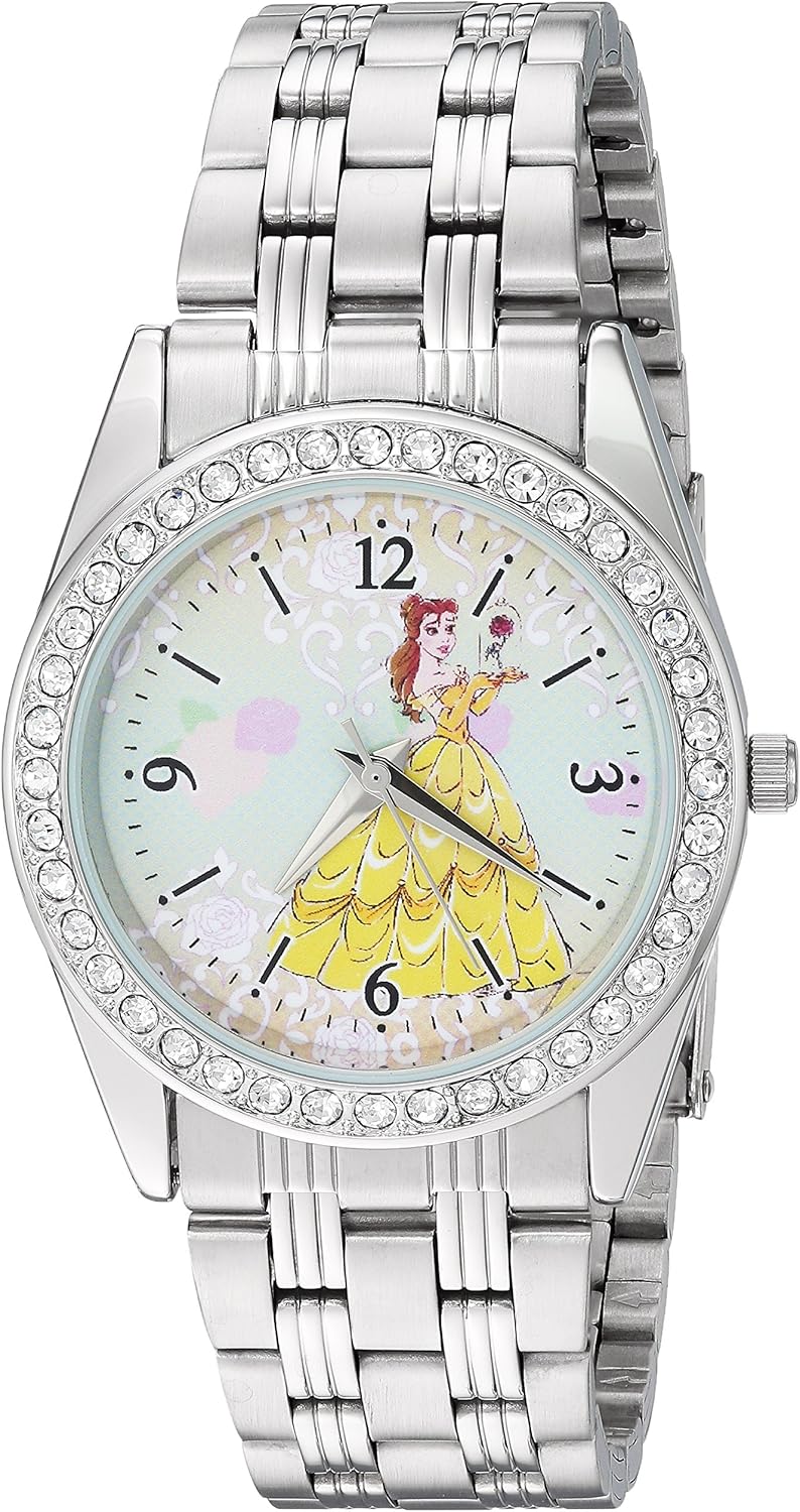 DISNEY Women's Princess Belle Analog-Quartz Watch with Stainless-Steel ...