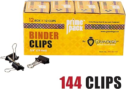 Amazon.com : PRIMEPACK Heavy Duty Binder Clips | Bulk Pack of 12 ...