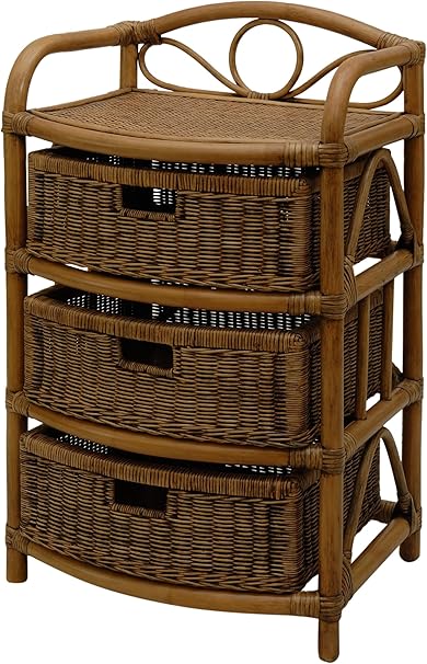 korb.outlet Rattan Kommode mit 3 schubfächern Vintage Rattanregal mit ...