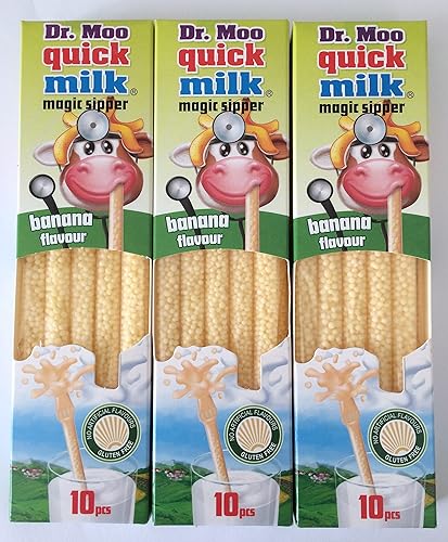 Dr Moo Magic Milk Magic Sipper Straws. Strawberry Flavour 3 x Packs (30 ...