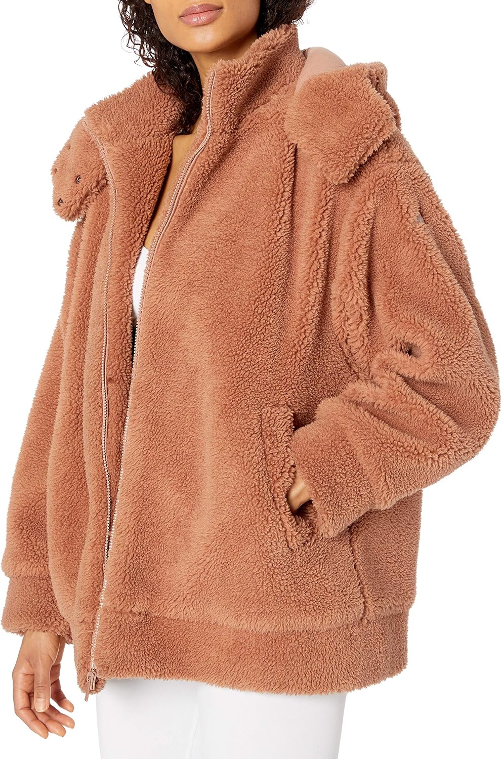 Alo Yoga Women's Norte Sherpa Coat Transitional Jacket, Henna, Large ...