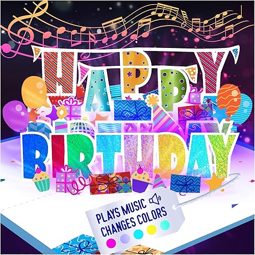 3D Pop Up Birthday Cards for Women - Musical Birthday Card with Light ...