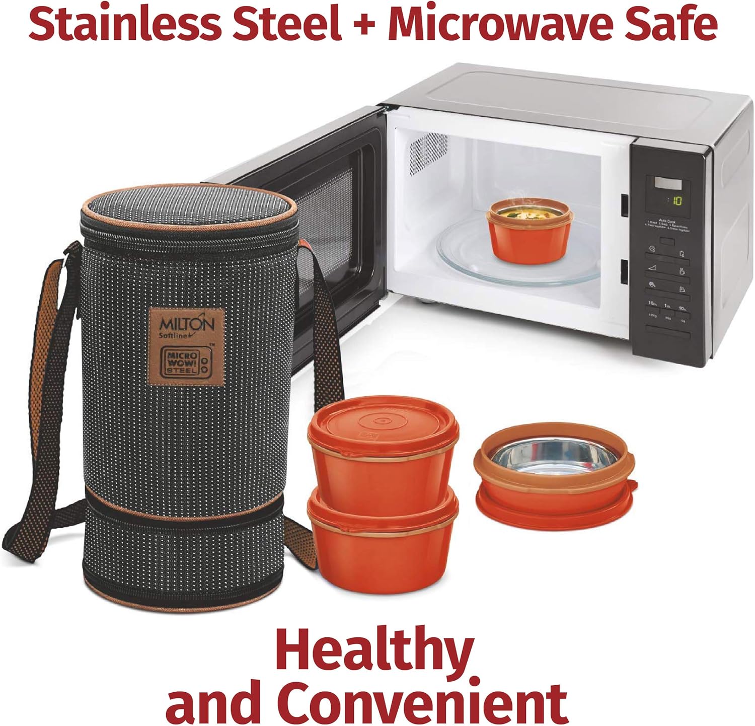 MILTON Bento Lunch Box Set 4, MICROWAVEABLE Stainless Steel Meal Prep ...