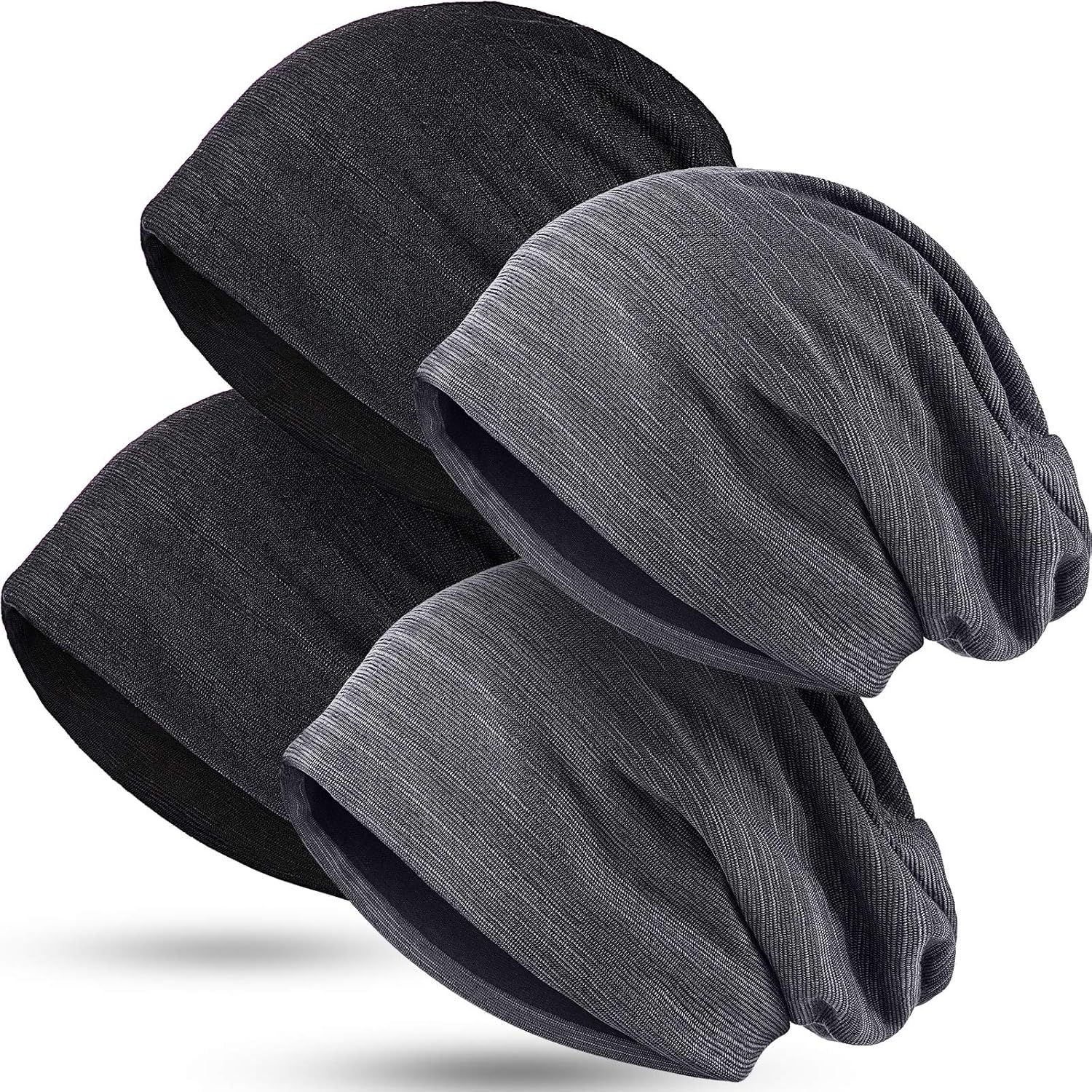 SATINIOR 4 Pieces Sleeping Cap Beanie Hat for Men Women Slouchy Beanie ...