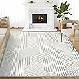 Amazon.com: Abani Cozy Cream Area Rug for Living Room, Bedroom - Grey Criss Cross Intertwined ...