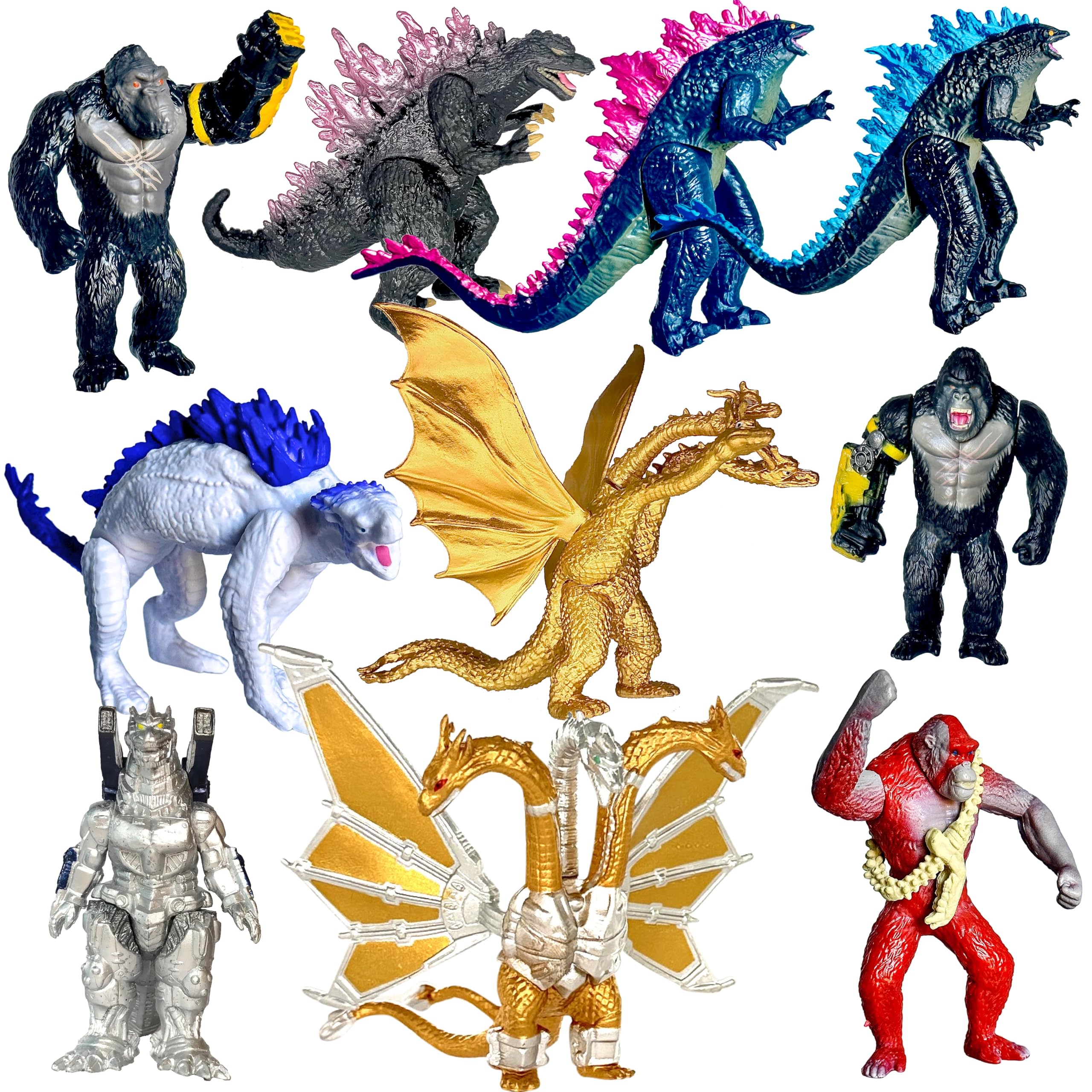 TwCare Set of 10 Godzilla x Kong: The New Empire, Dinosaur Dragon Toys ...
