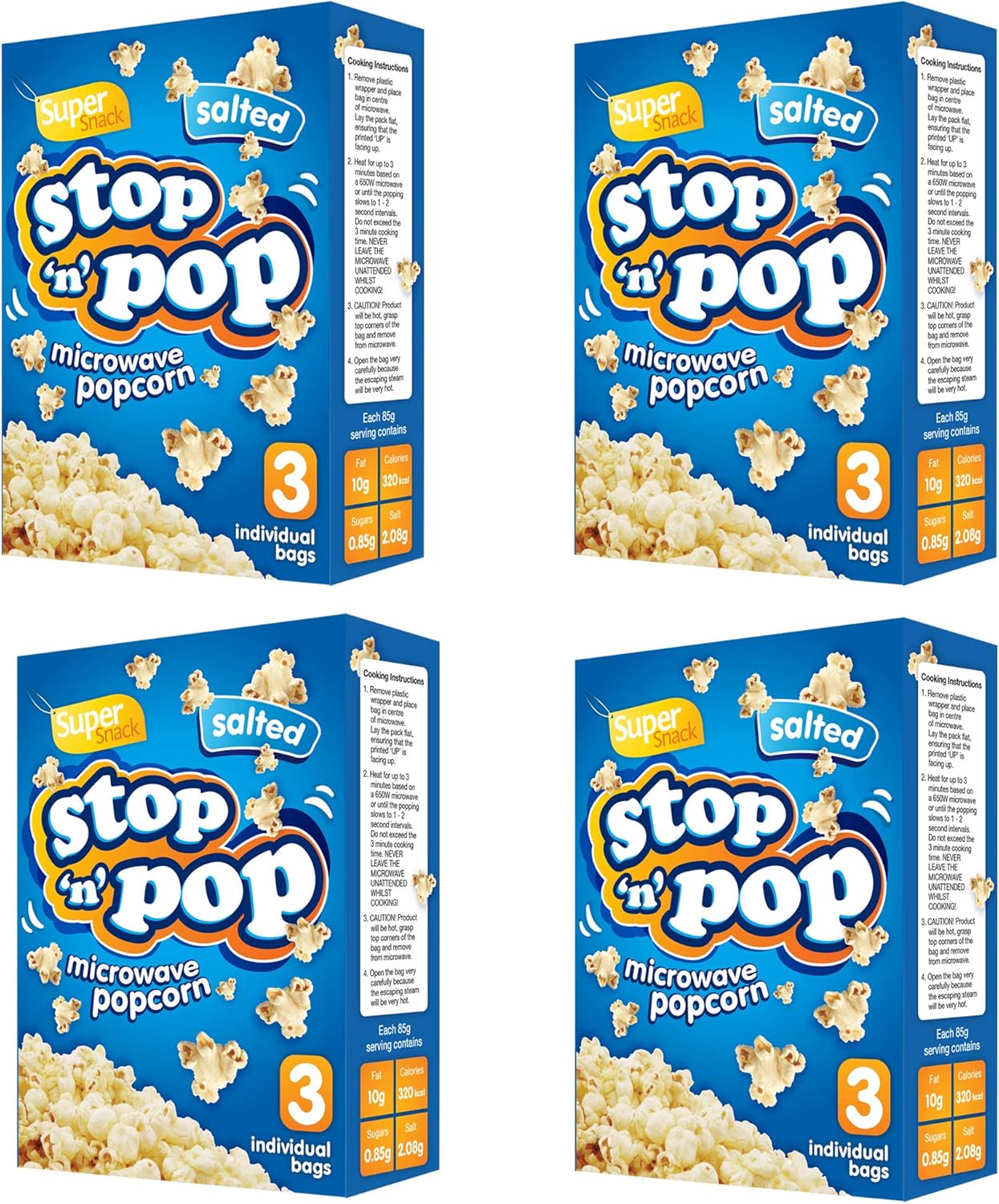 Stop n Pop Microwave Salted Popcorn 12 x 85g | Whole Grain Kernels ...