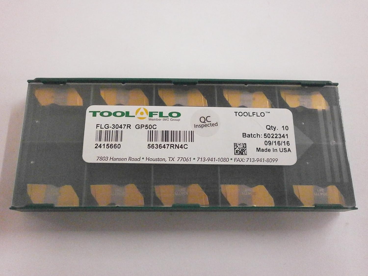 10pc) Tool-Flo FLG 3047R GP50C Carbide Grooving Insert Top Notch Coated ...
