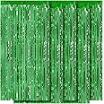Amazon.com: 5 Pack Green Fringe Backdrop 3.2ft x 8.2ft Foil Curtain ...