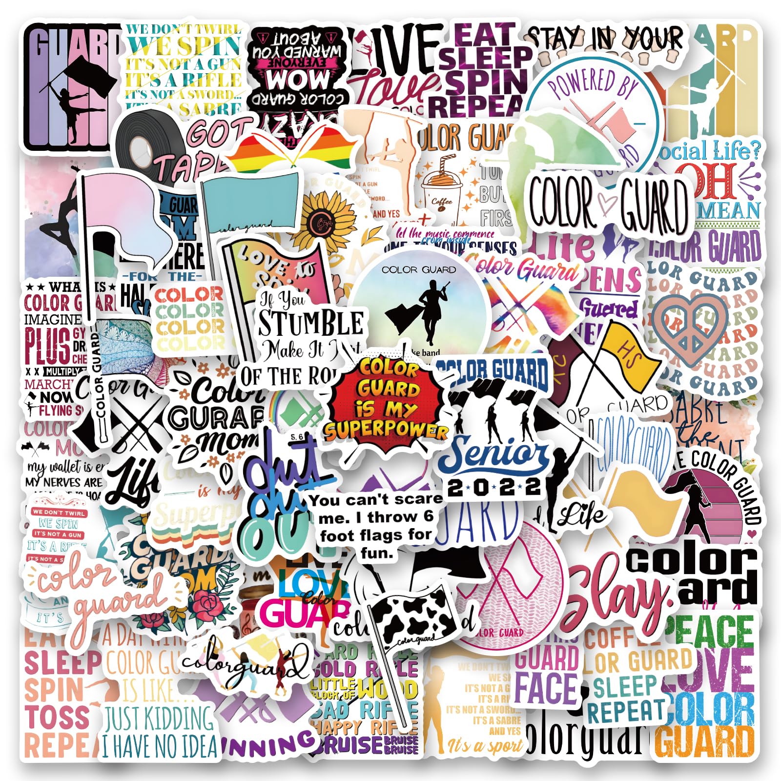 Anhstks 120Pcs Color Guard Stickers,Water Bottles Scrapbook Stickers ...