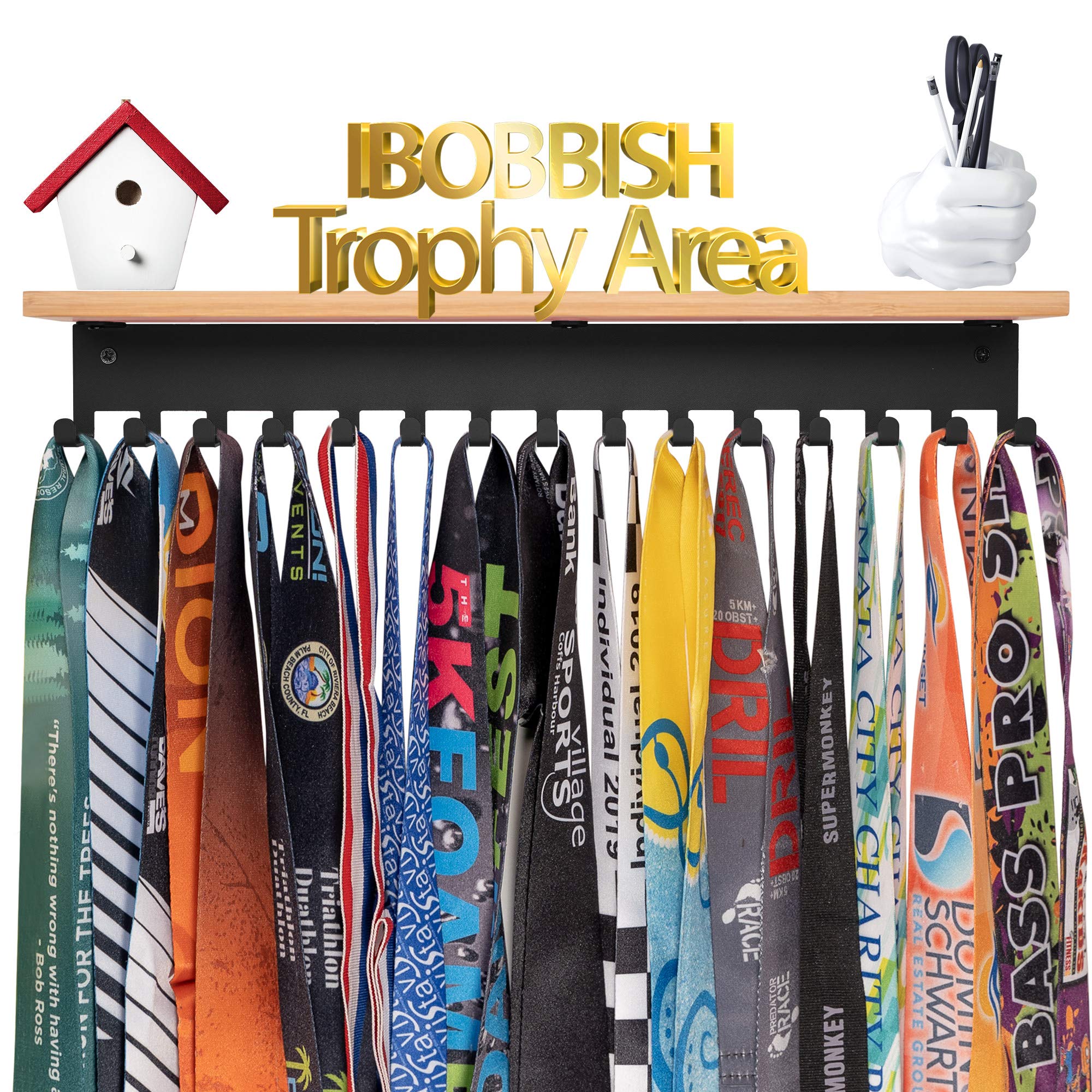 Mua Trophy Shelf with Hooks for Medals - Metal Display Shelf for Wall ...