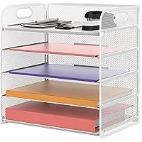 Supeasy 5 Trays Paper Organizer Letter Tray with Handle-Mesh Desk File ...