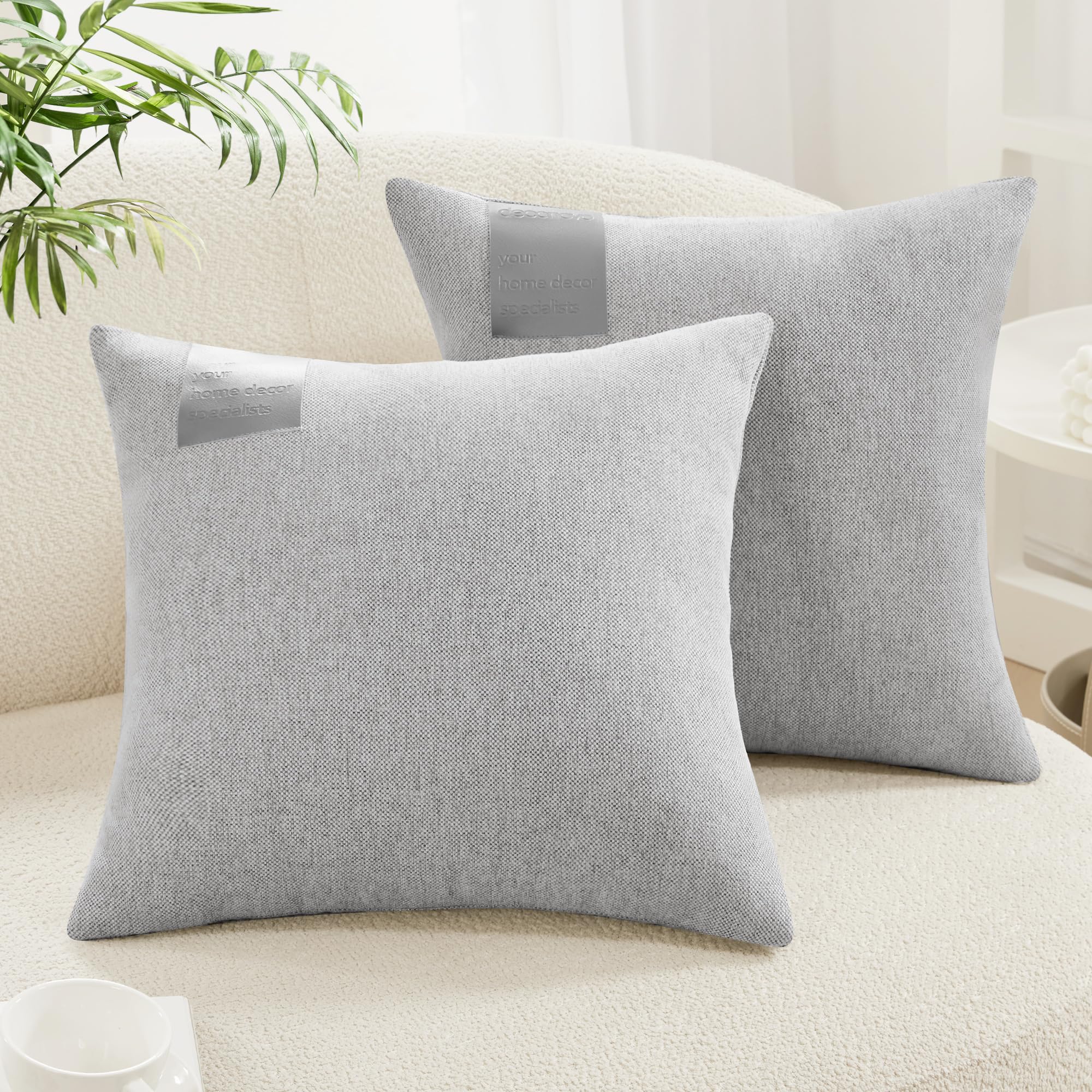 Deconovo Pillow Covers Set of 2, Decorative Linen Euro Throw Pillow ...