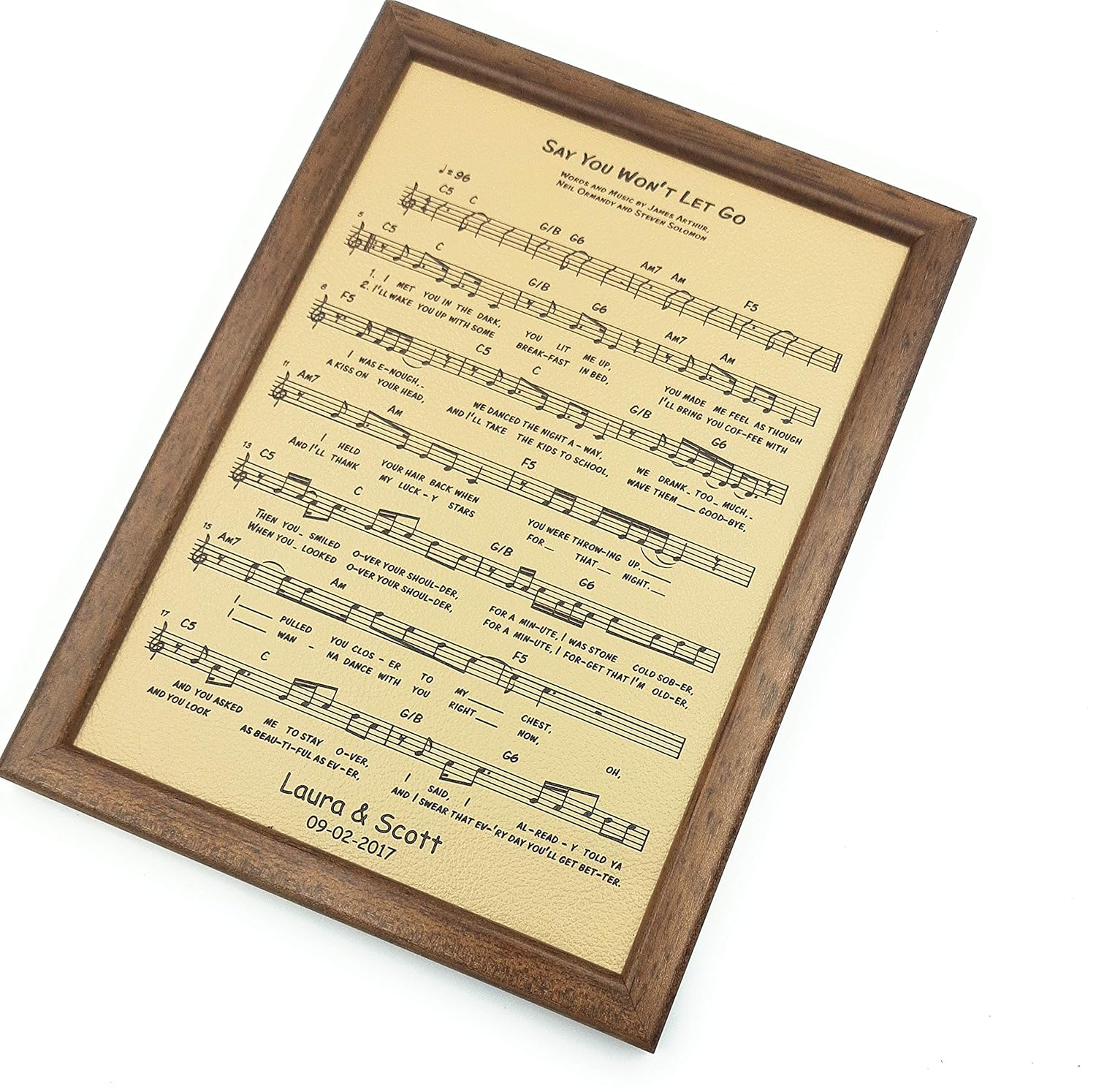 Amazon.com: Leather engraving, music notes sheet engraved on real ...