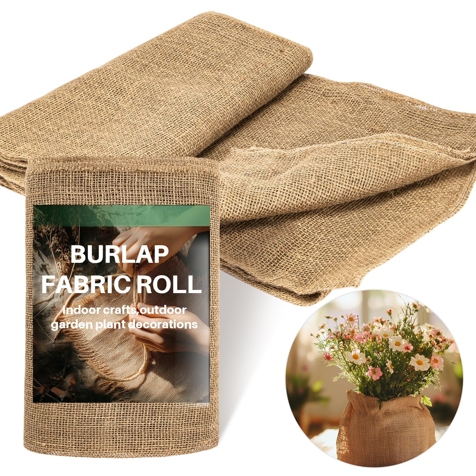 MAQIHAN Burlap Fabric Roll - Garden Burlap Fabric Roll 40" X 13 Feet ...