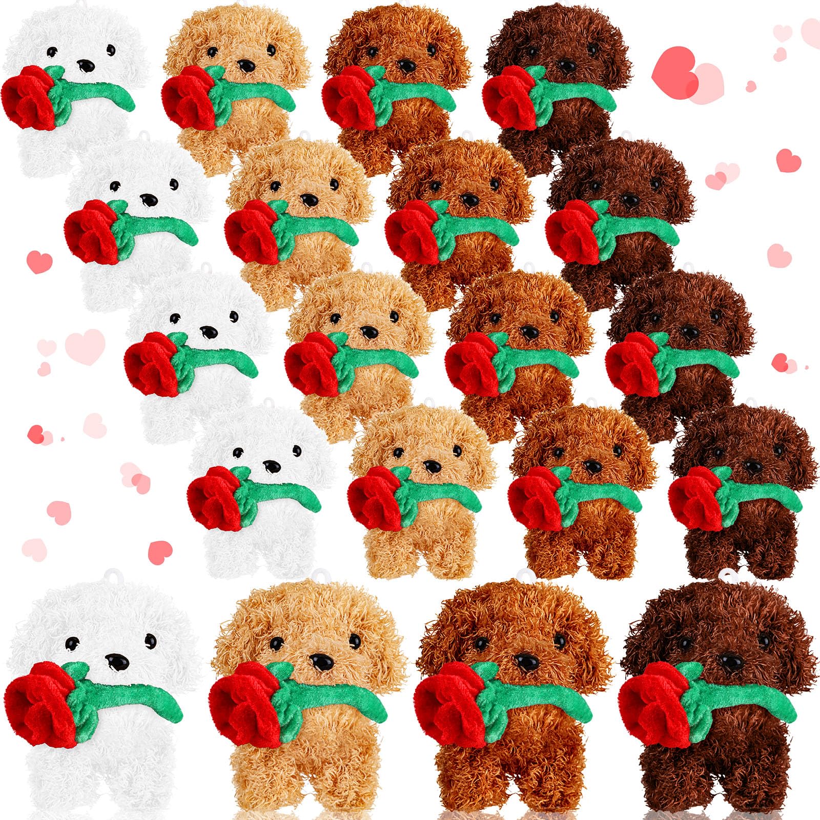 Liliful 20 Pcs Valentine Animals Mini Stuffed Animals Bulk Small Soft ...