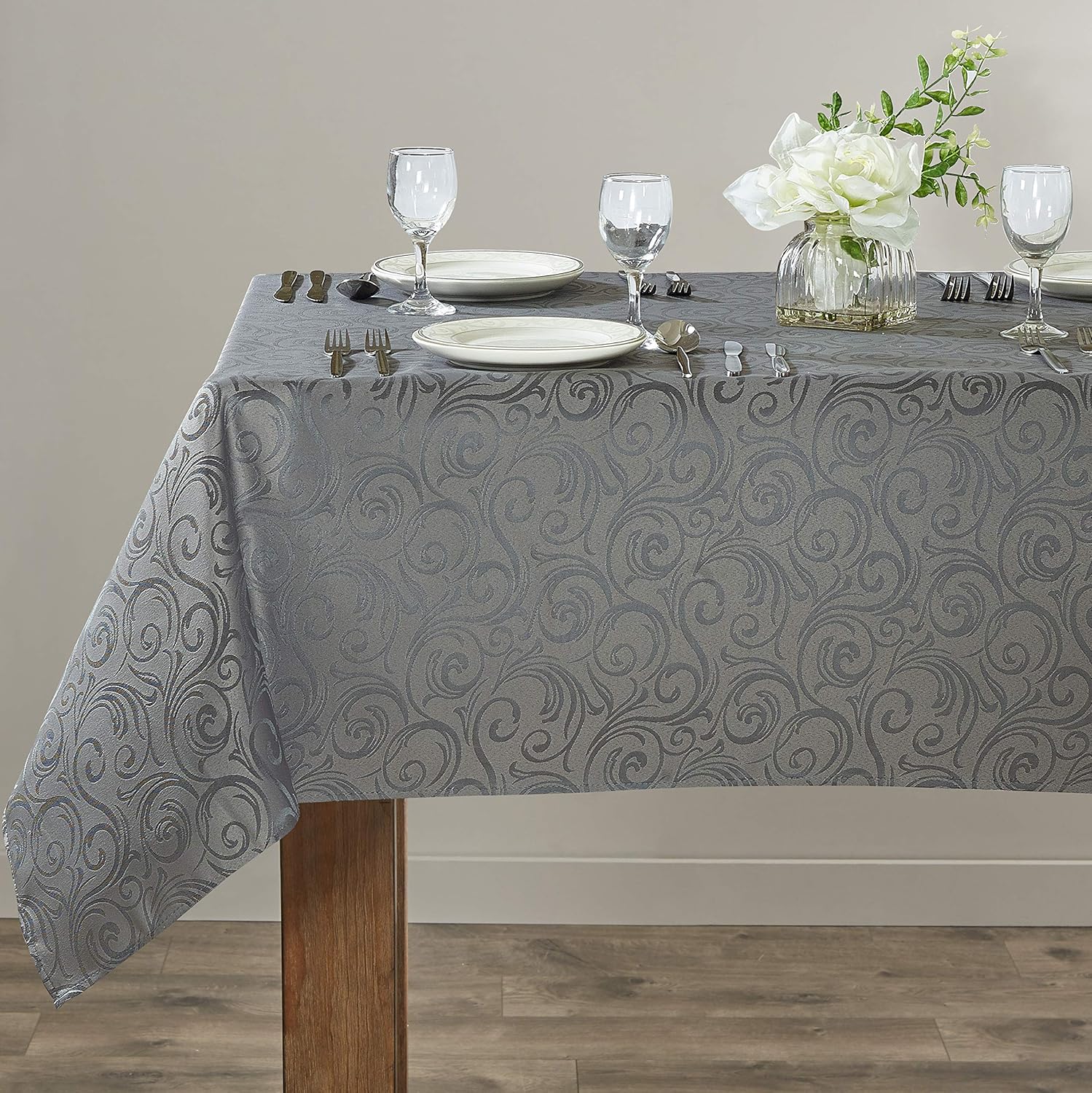 Home Beyond 60 x 120 Inch Jacquard Rectangular Tablecloth, Waterproof ...