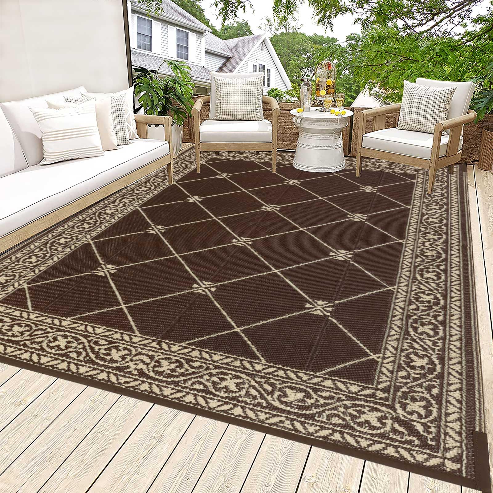 HiiARug Reversible Outdoor Rug 5x7 Plastic Straw Rug Patio Rug RV ...