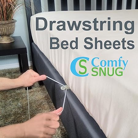 Amazon.com: Comfy-Snug Drawstring Sheet Cal King T300 White (Fitted ...